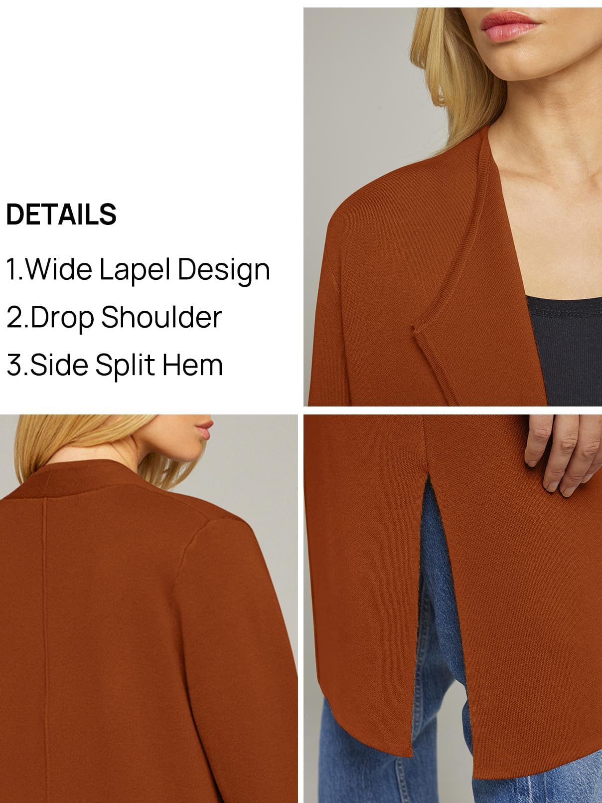 MEROKEETY Womens Fall Long Sleeve Dressy Cardigan Classy Loose Cozy Knitted Long Sweater Jackets, Caramel, L