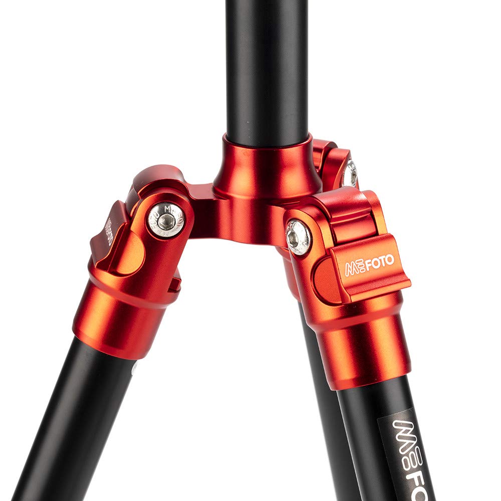 MeFOTO BackPacker Classic Lightweight 51.2" Aluminum Travel Tripod Kit w/Case, Twist Locks, Double Action Ballhead w/Arca Swiss Plate - Red (A0350Q0R)