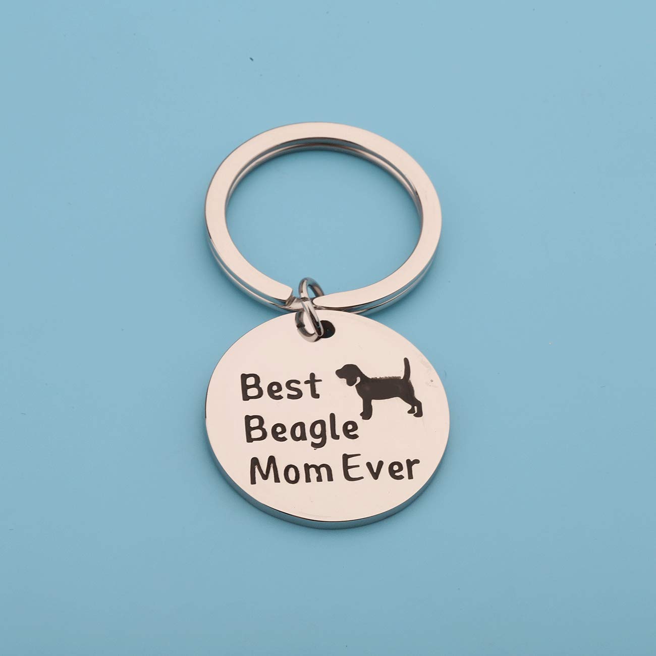PENQI Beagle Mom Gift Beagle Lover Gift Best Beagle Mom Ever Keychain Beagle Owner Gift Animals Lover Gift Pet Lover Gift for Dog Lover (sliver)