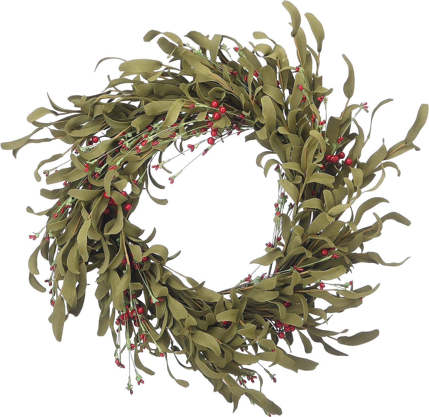 National Tree Company Artificial Autumn Wreath, Decorated with Assorted Grass, Berry Clusters, Autumn Collection, 22 in