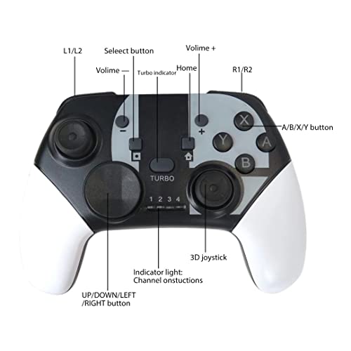 Switch Controller for Nintendo Switch/Switch Lite, Bluetooth Wireless Switch Controller Gamepad Remote Joystick with Turbo, Dual Vibration and Gyro Axis