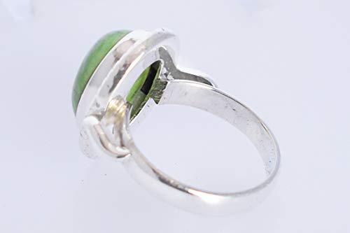 Ravishing Impressions Green Gaspeite Bridal-Wedding Unique Beautiful 925 Sterling Silver Women's Ring