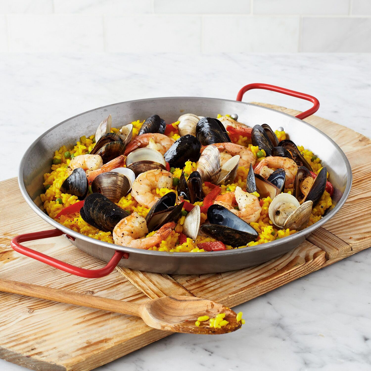 Sur La Table Spanish Paella Pan, 16½", Serves 10, Silver