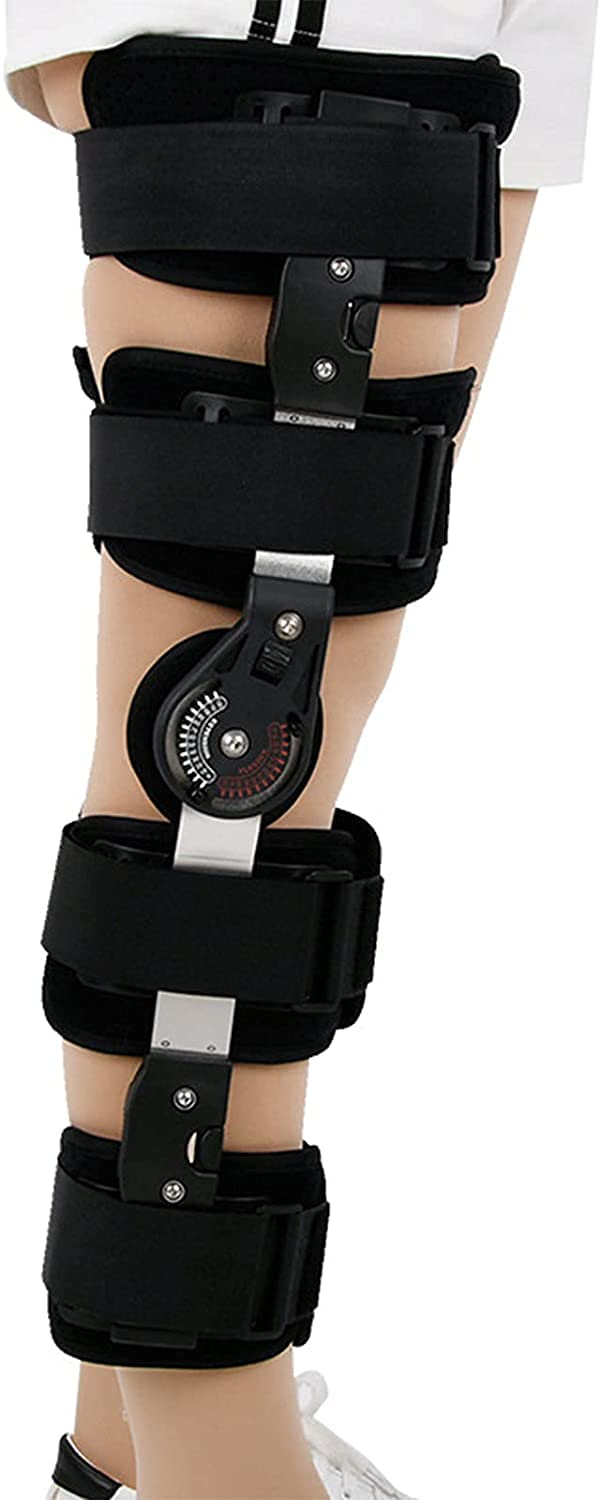 TSUSF Hinged Adjustable Knee ROM Brace Support Injury Orthosis Stabilizer One Size Fits Most Adjustable Recovery Support For Orthoped