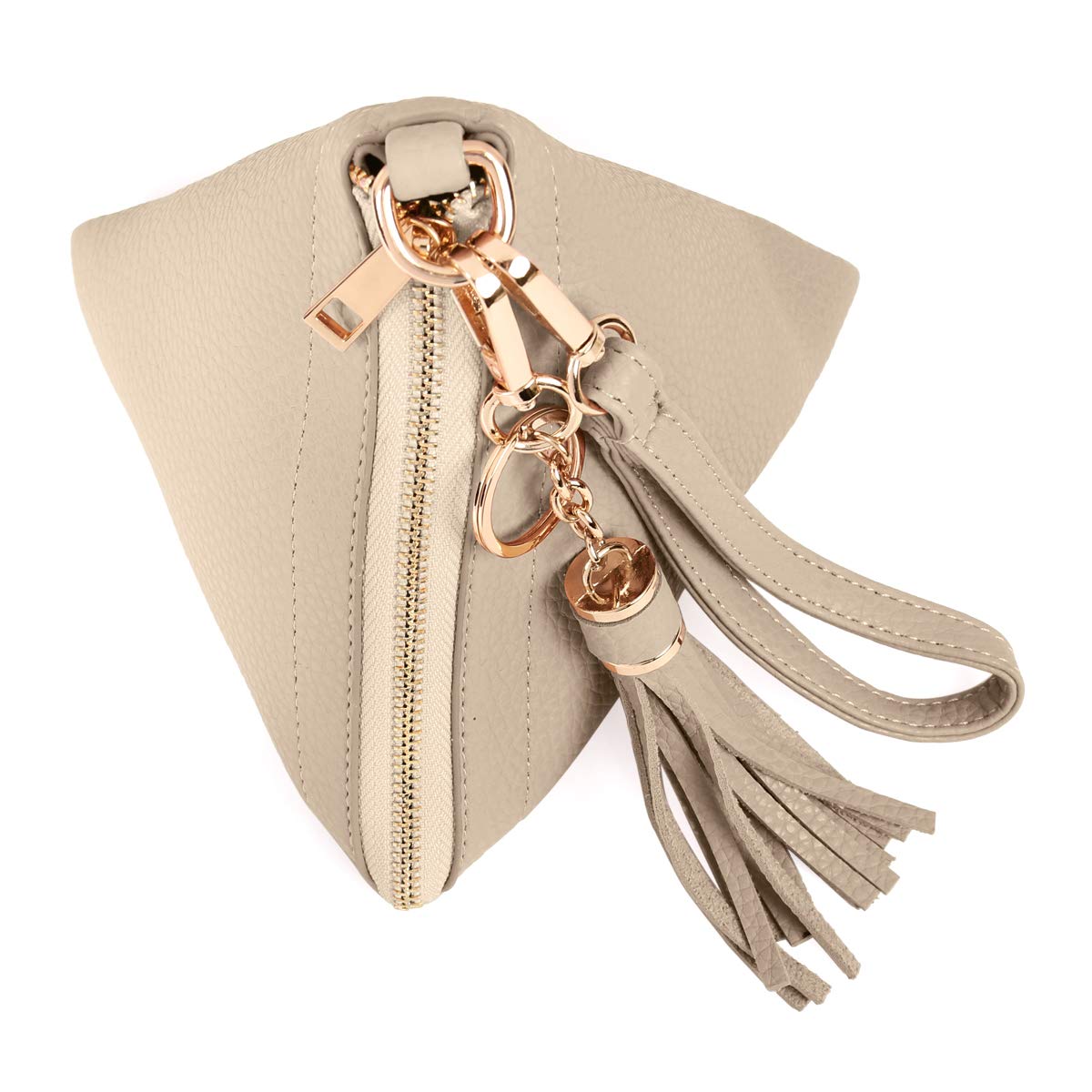 Triangle Vegan Leather Wristlet Clutch Purse Handbag - Pyramid Evening Cocktail Pouch Wallet Detachable Strap & Tassel Charm (Baby Blue) One Size