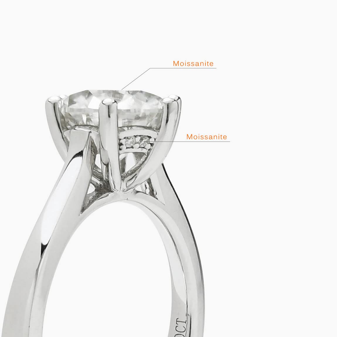 Sizeron 2.0 Carat Moissanite Engagement Rings D Color VVS1 Round Cut Classical Six-Prong Anniversary Wedding Promise Ring Plated Sterling Silver