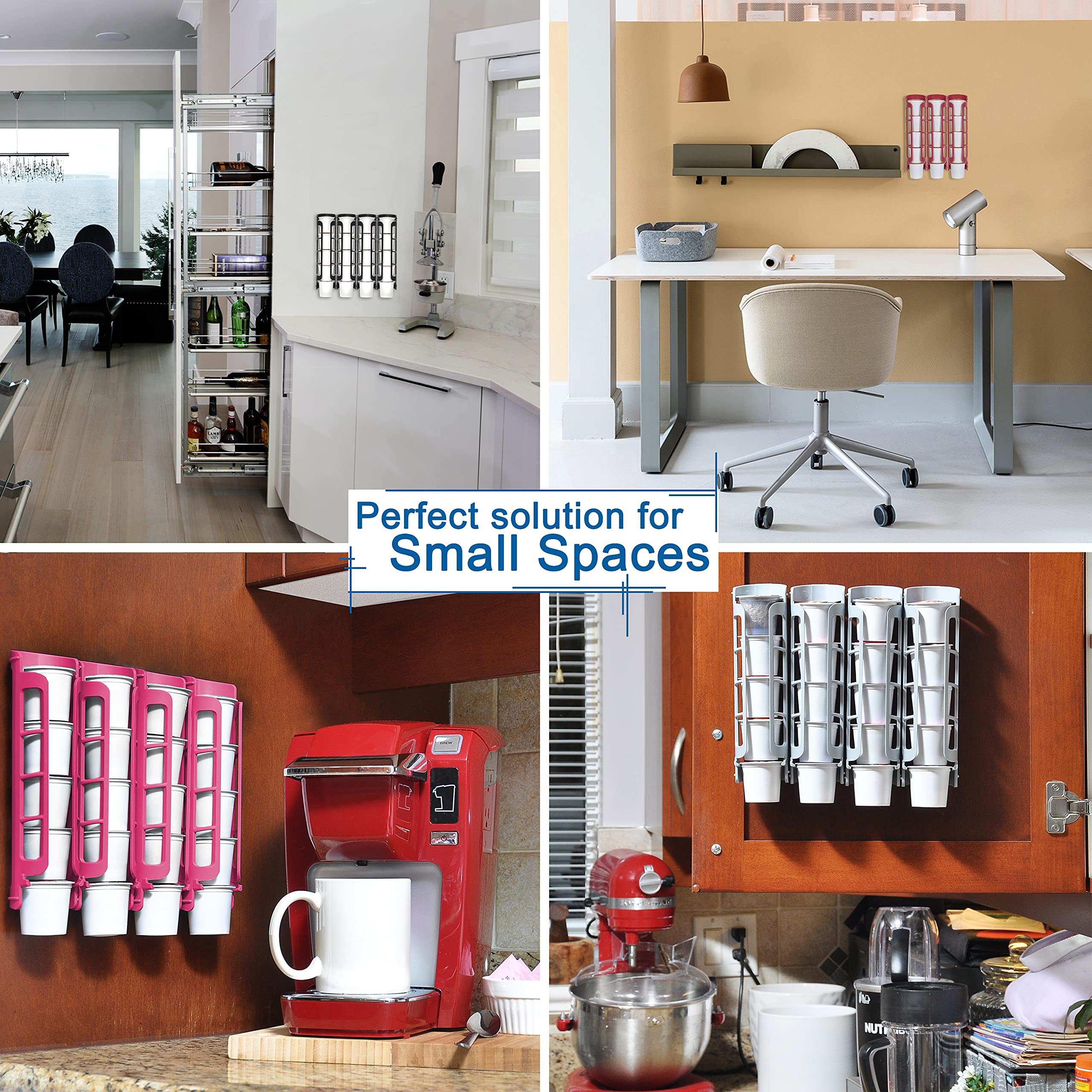 STORAGENIE Coffee Pod Holder for Kerig Kcup, Side Mount K Cup Storage, Coffee Pod Organizer, Perfect for Small Counters (2 Pack| For 10 K Cups,Red)