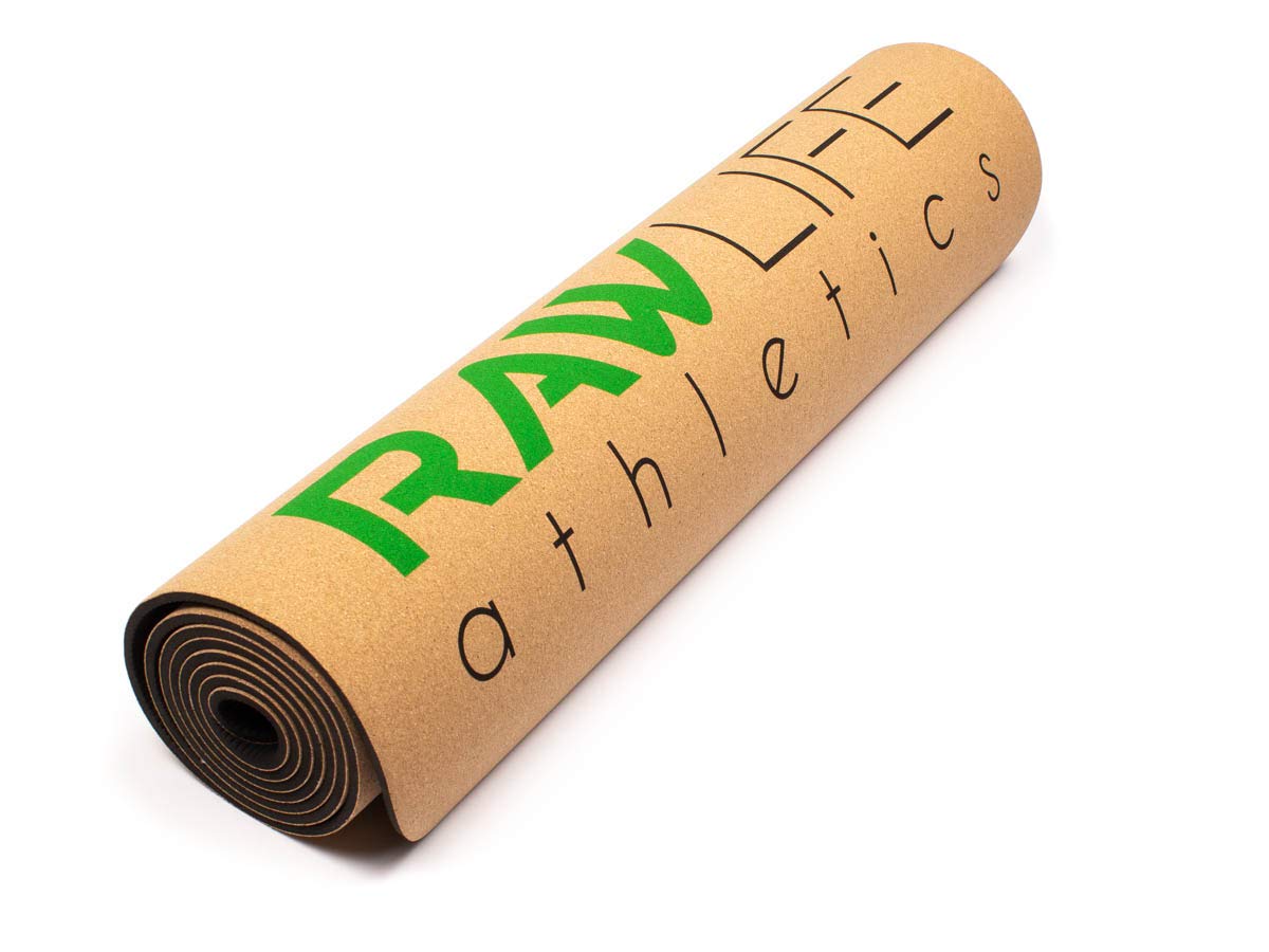 Raw Life Athletics Cork Yoga Mat - Non-Slip Surface - Sweat Resistant - 72" x 24" x 5mm Thick Natural