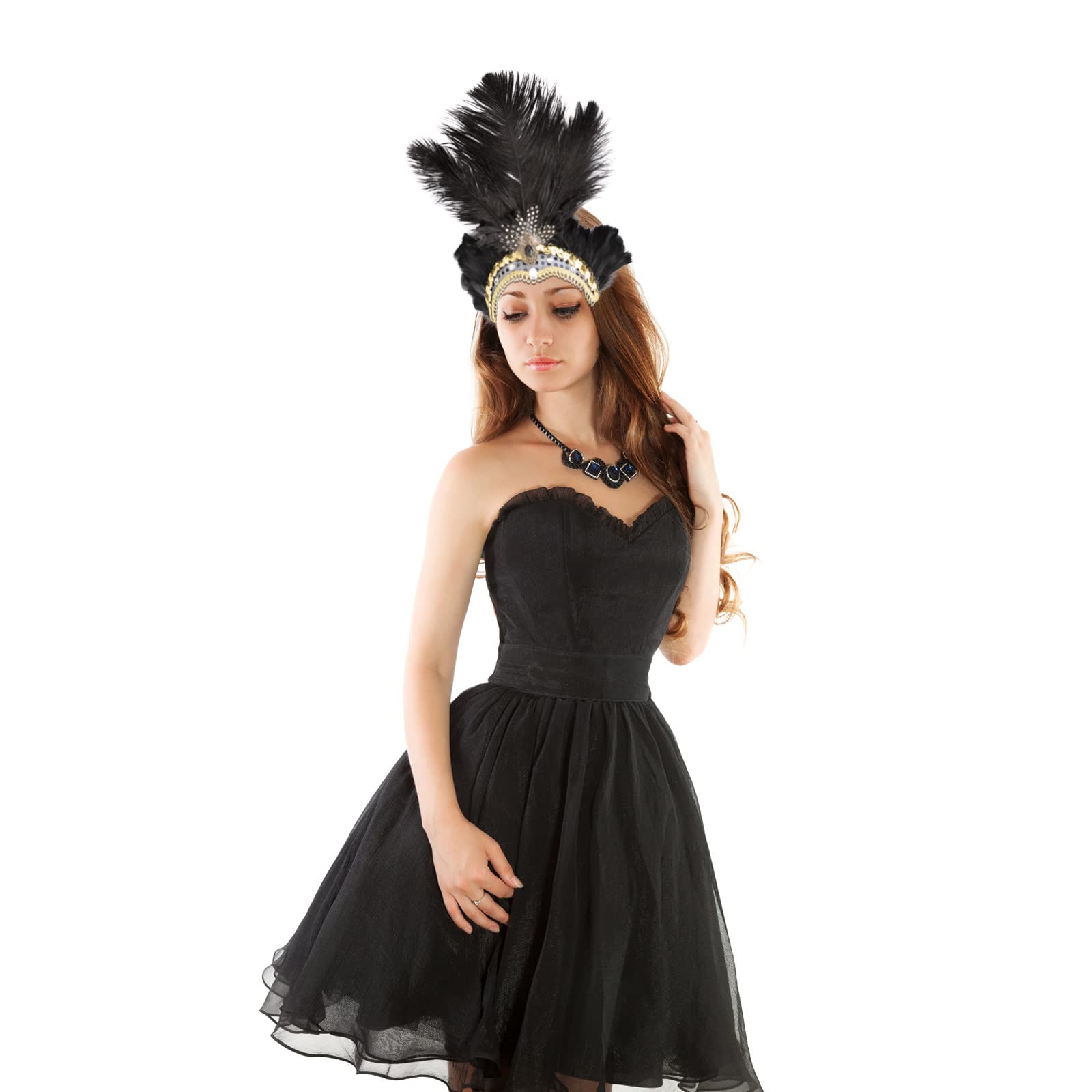 Stegosaurus Carnival Feather Headpiece Showgirl Headband Mardi Gras Headpiece for Venice Hawaii Halloween