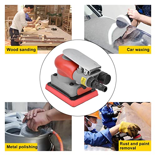 WALFRONT Pneumatic Sander 10000 RPM Air Square Orbit Finishing Sander for Wood Sanding Car Waxing Metal Sanding 75 x 100mm / 3.00 x 4.00in