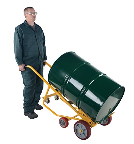 Vestil RDBT-PO Drum Truck with Dual Handle, Polyolefin Wheels, 1000 lbs Load Capacity, Overall L x H (in.) 20-1/16 x 60-5/8"