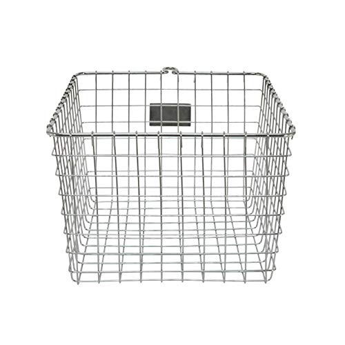 Takyl Home Medium Vintage Kitchen Pantry Basket with Customizable Label Plate for Shelves, Pantry, Closet and Food Storage, Large, Chrome