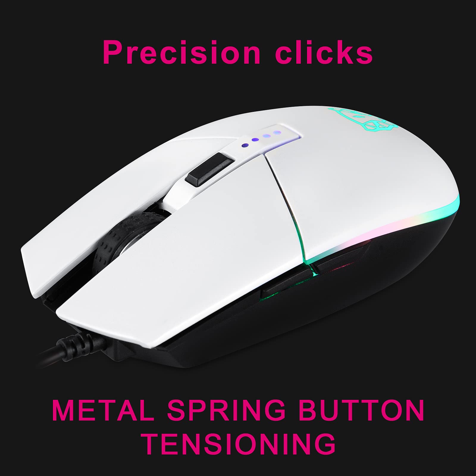 Motospeed V50 Wired Gaming Mouse, 4,000 DPI, Rainbow Optical Effect LIGHTSYNC RGB