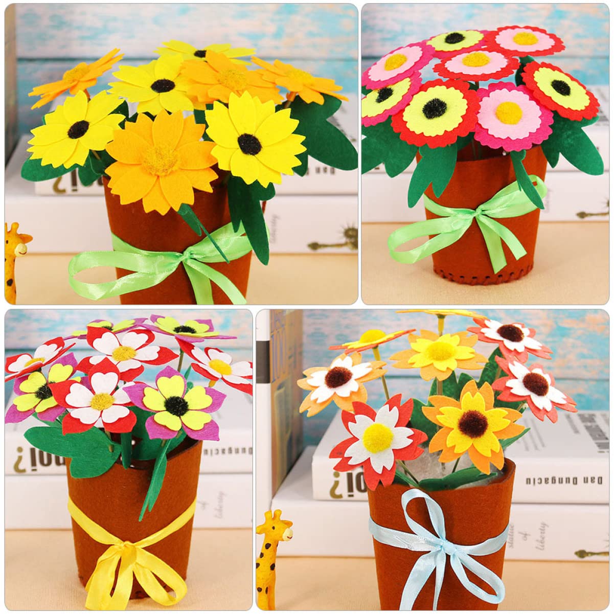 Veemoon DIY Flower Craft Kit 10 Sets Handmade Potting Material Flowers Puzzle Child Non-woven Fabric Handicraft Materials