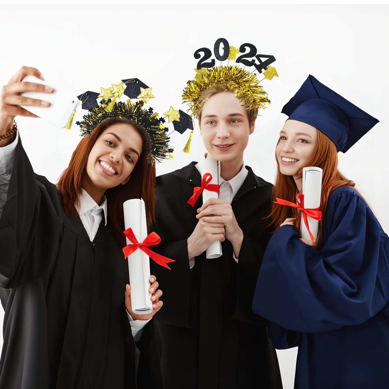 Zaruatu 4 Pcs Graduation Hat Headband Insert Mini Cap Hair Accession Party Favors 2024