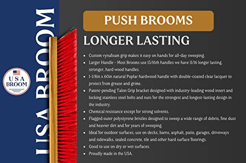 USA Broom 24 in Heavy Duty Push Broom Indoor/Outdoor Garage Shop 100% Made in USA