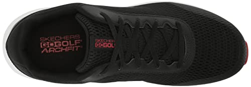 Skechers Men's Max Fairway 3 Arch Fit Spikeless Golf Shoe Sneaker, Black/Red, 12 Wide