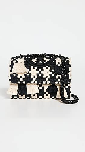Tory Burch Women's Fleming Tweed Small Convertible Shoulder Bag, Black/White, One Size