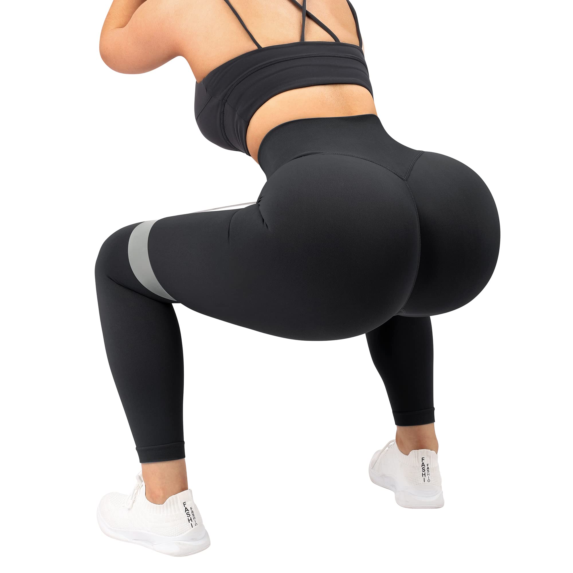 MOOSLOVER Seamless Butt Lifting Workout Leggings for Women High Waist Yoga Pants Compression Contour Tights(L,Navy Blue)