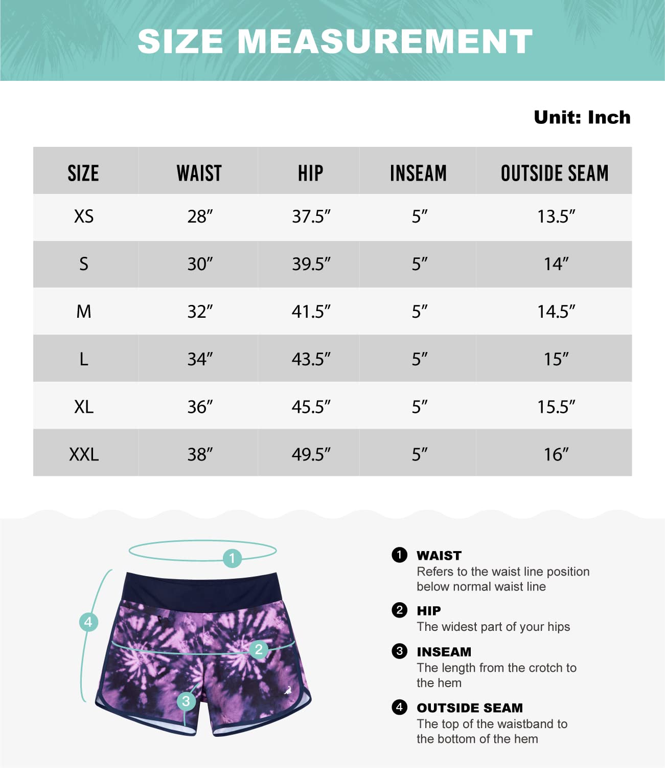 SURF CUZ Women's 5" Swim Board Shorts Tummy Control Swimsuit Bottom with Liner and Pockets (Purple Fireworks - S)
