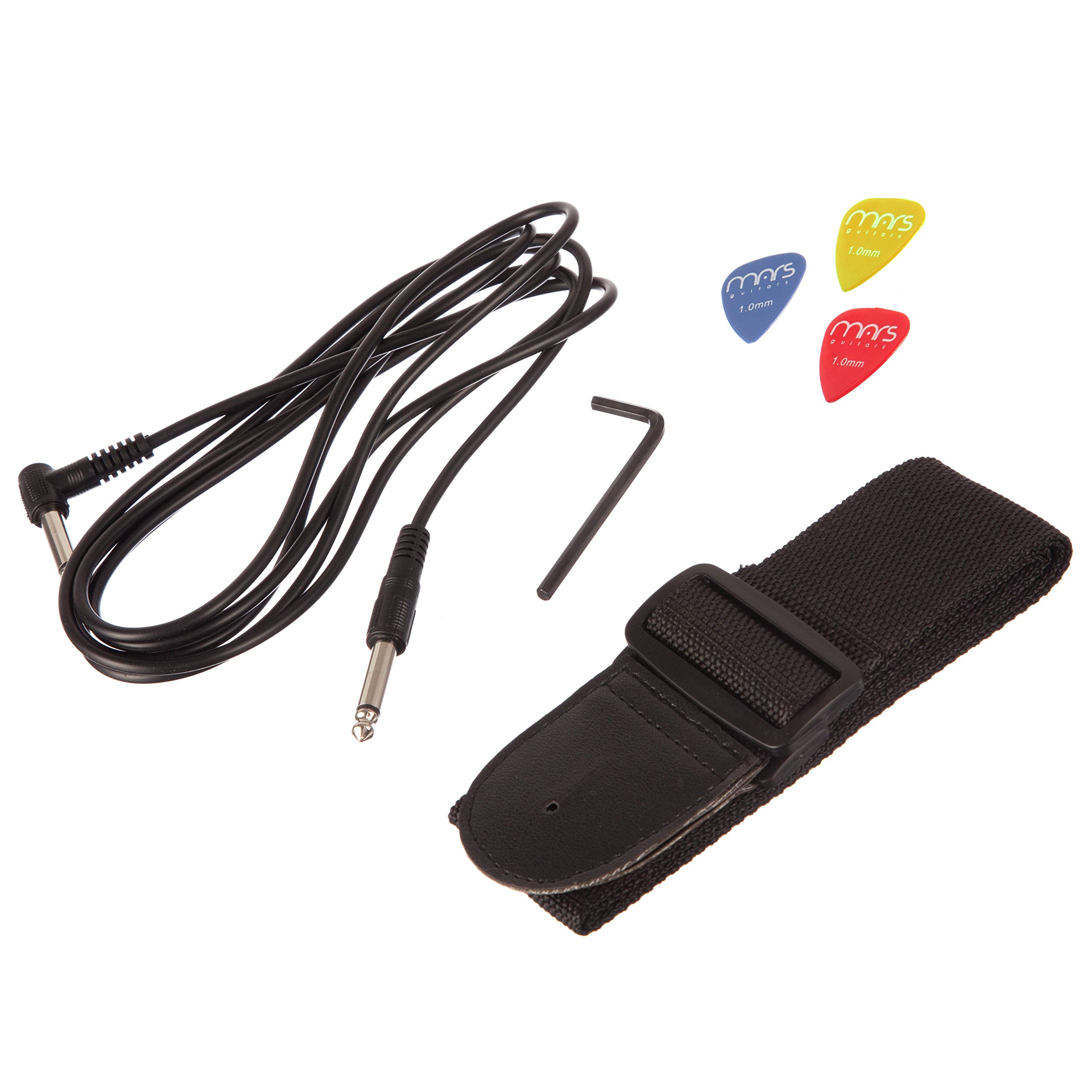 RockJam Electric Guitar Superkit with 10-watt Amp, Gig Bag, Picks & Online Lessons 6 String Pack, Right, BlueBurst, Full (RJEG03-SK-BB)
