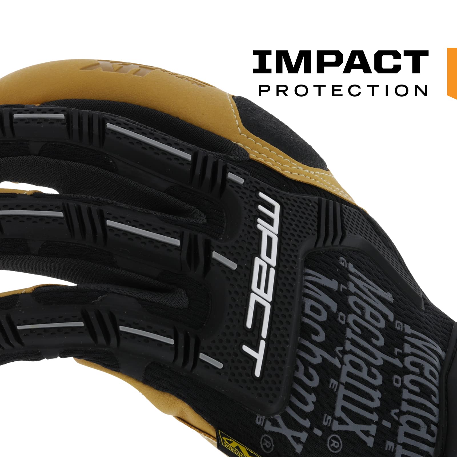 Mechanix Wear: Material4X M-Pact Synthetic Leather Work Gloves, Safety Gloves with Impact Protection and Vibration Absorption, Abrasion Resistance, Work Gloves for Men (Brown, X-Large)