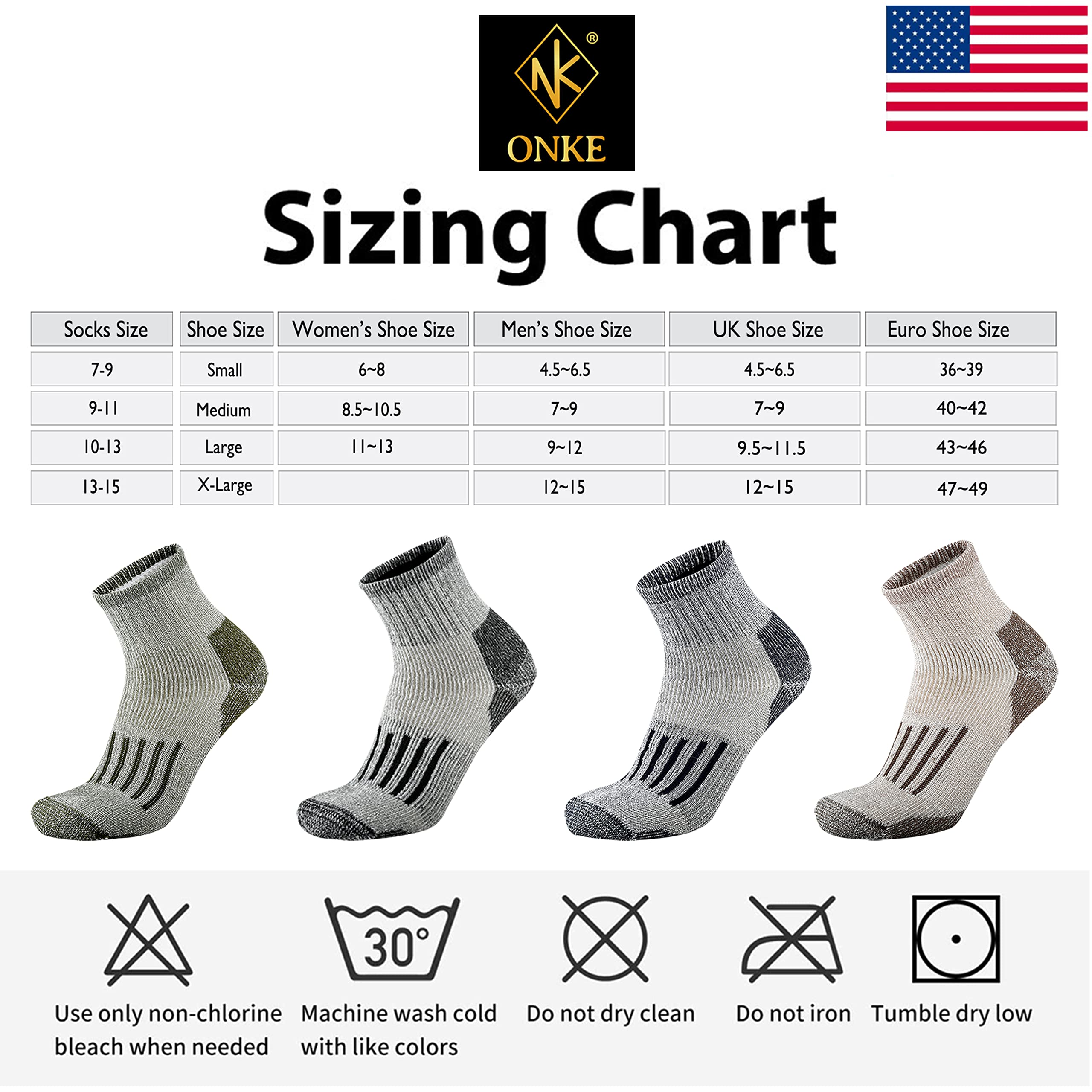 ONKE Merino Wool Low Cut Quarter Socks for Men Outdoor Trail Running Hiking Hiker All Season with Moisture Wicking Control(Brown L)