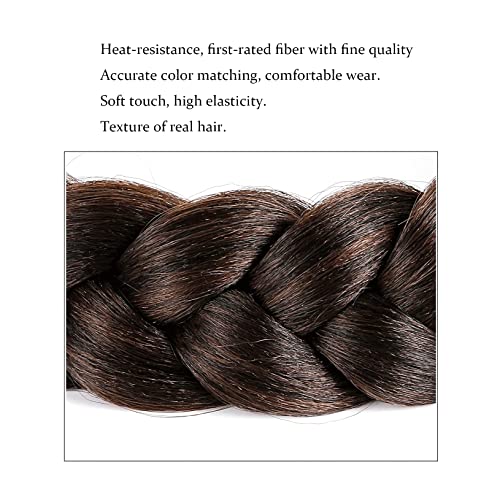 STHEJFB Bohemian Braided Headband Oversized Classic Wide Braids Adjustable Elastic Strap Synthetic Wig Headband Women's Braids Beauty Accessories (Reddish Brown)