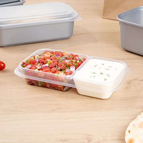 Restaurantware TRAYS ONLY: Futura 15.2 Ounce Trays For Containers 100 Microwavable Trays For 24 34 And 44 Ounce Containers - Containers Sold Separately 2 Compartments Clear Plastic Food Trays