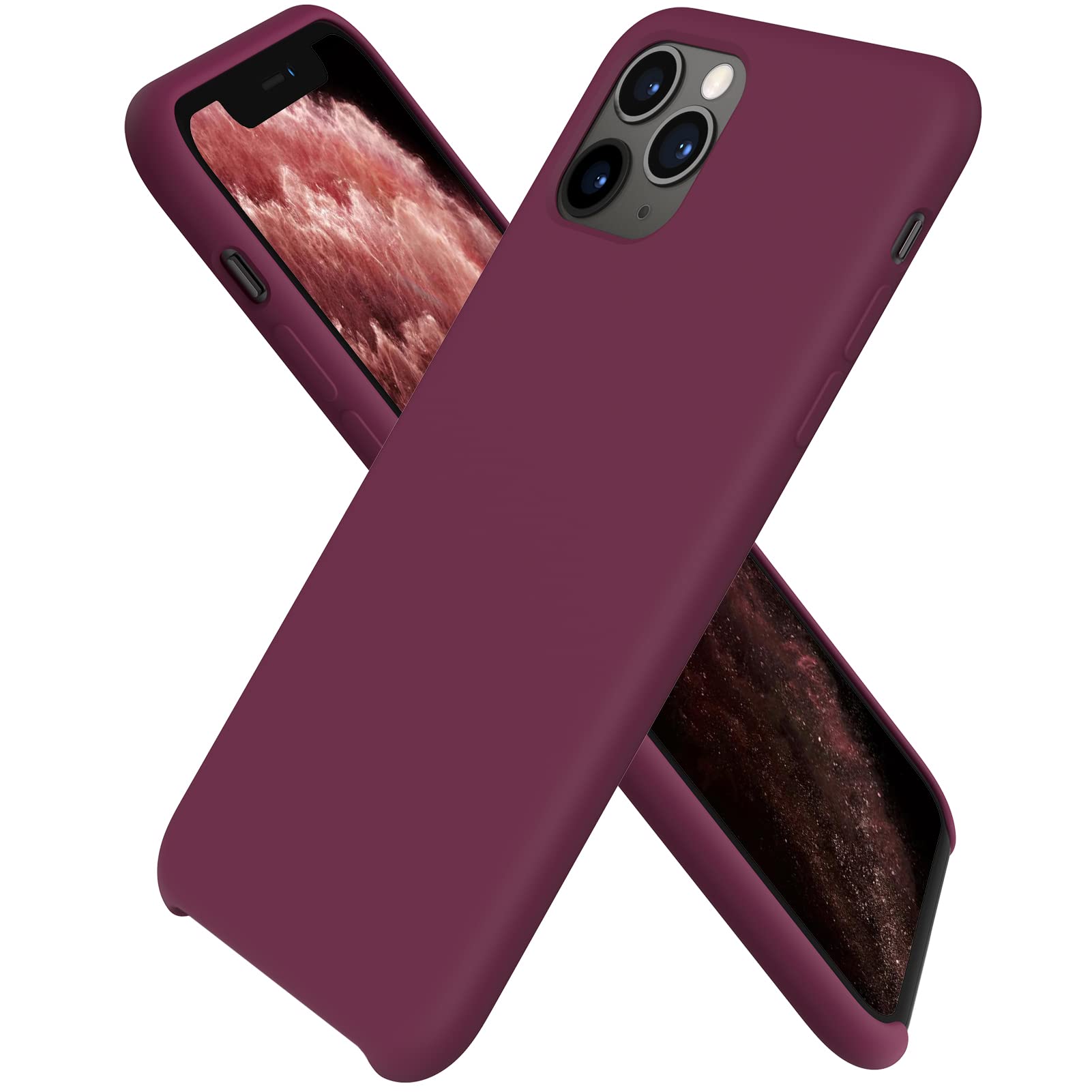 ORNARTO Compatible with iPhone 11 Pro MAX Liquid Silicone Case 6.5 inch, Slim Liquid Silicone Case with Open Bottom Style Soft Gel Rubber Cover - White