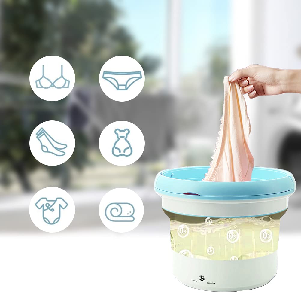 Portable Washing Machine,Mini Folding Washing Machine,Lightweight Compact Washing Machine for Baby Clothes Underwear Camping Travelling Apartment Dorms 7L 1.9KG (Blue)
