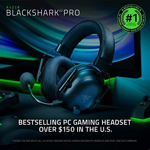 Razer BlackShark V2 Pro Wireless Gaming Headset: THX 7.1 Spatial Surround Sound, Detachable Mic, For PC, Mac, PS4, PS5, Switch- Black (Renewed)