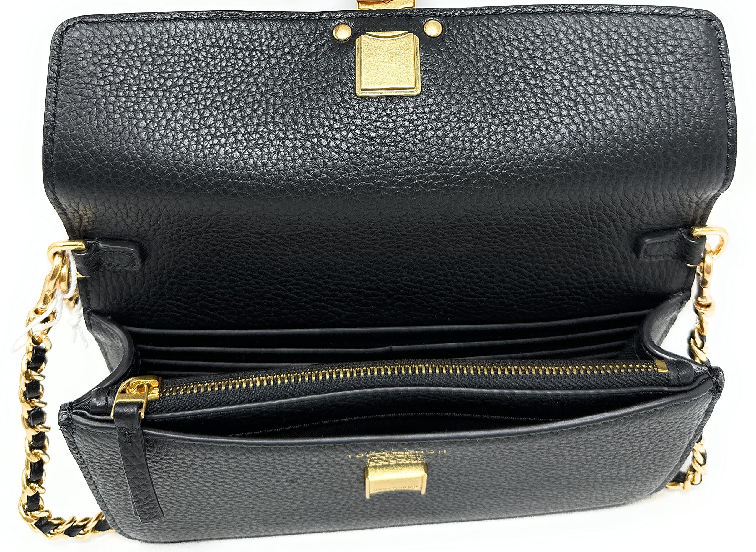 Tory Burch Women's Britten Pebble Chain Wallet W. Wristlet (Black)