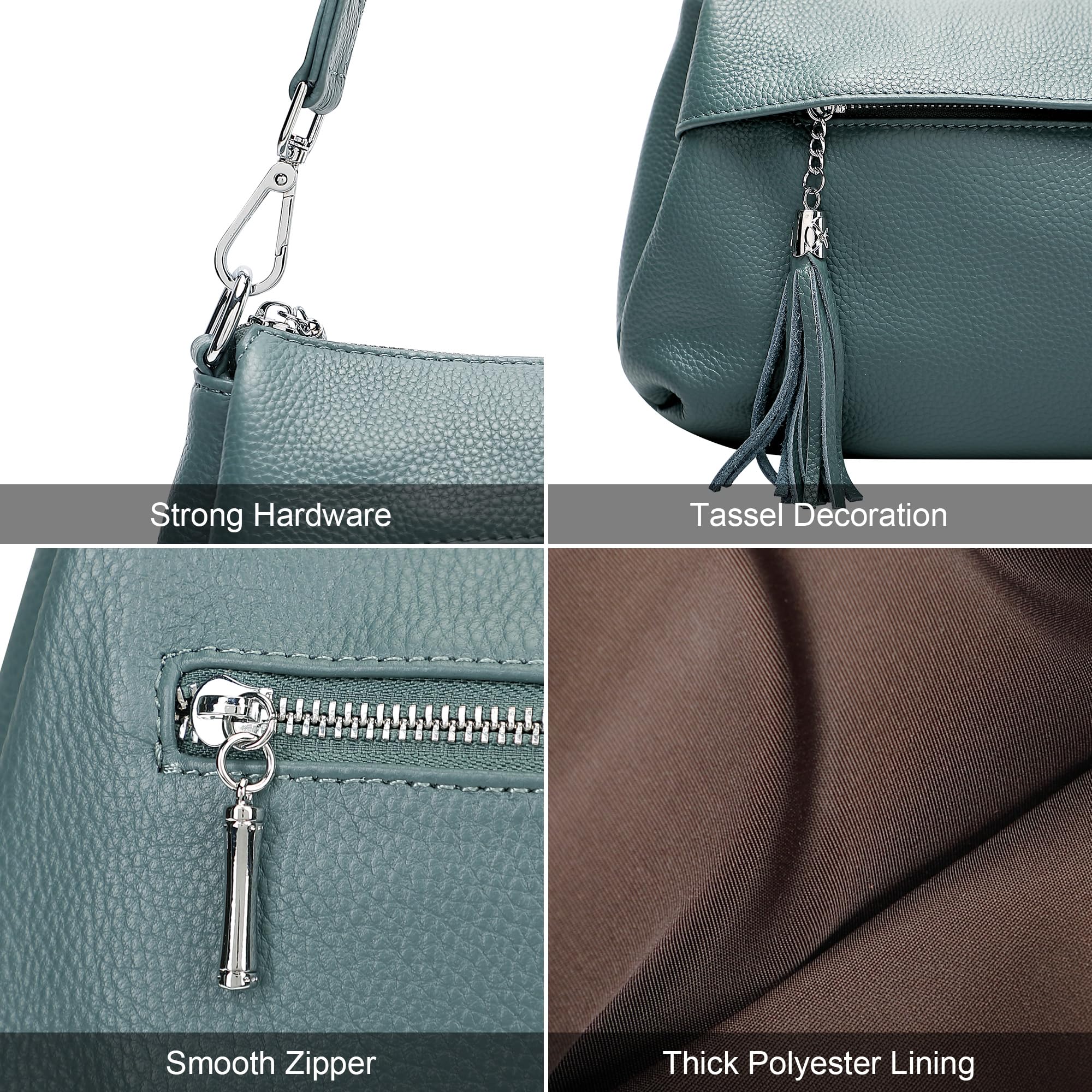 Over Earth Genuine Leather Handbags for Women Small Crossbody Purse Ladies Hobo Shoulder Bag(O111-2E Teal Blue)