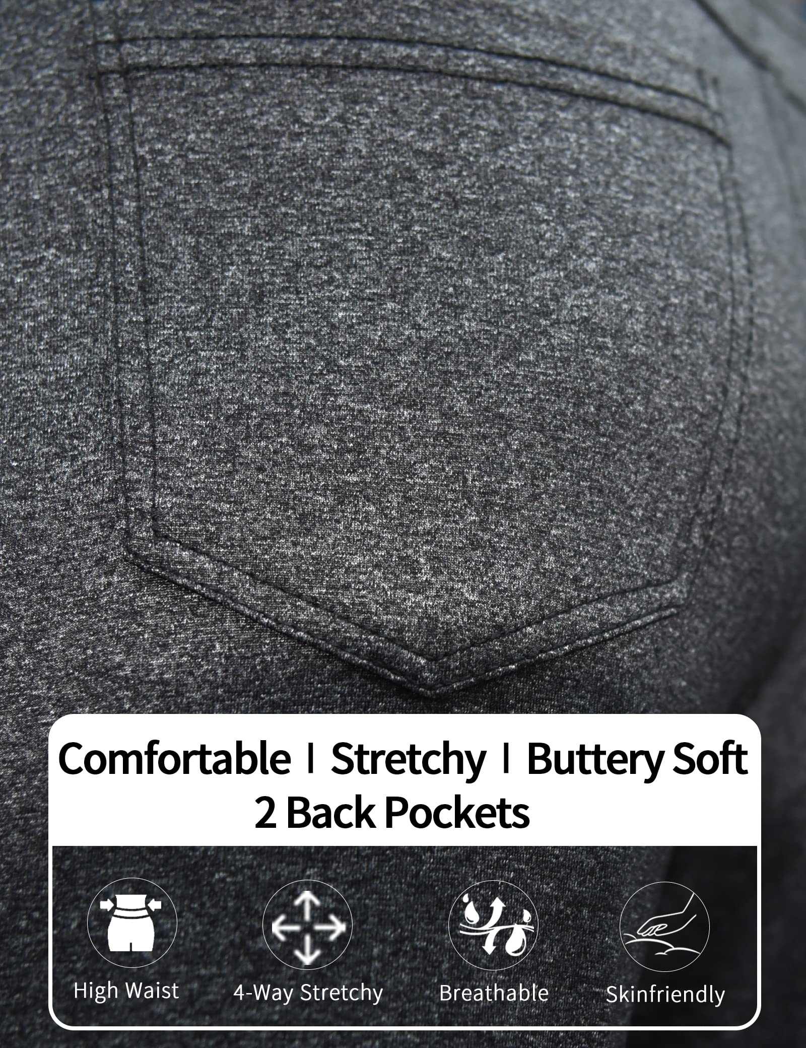 VOOVEEYA Jeggings for Women High Waist, Leggings with Pockets Tummy Control Plus Size Stretchy Jeans Leggings 7/8 (Charcoal-XL)