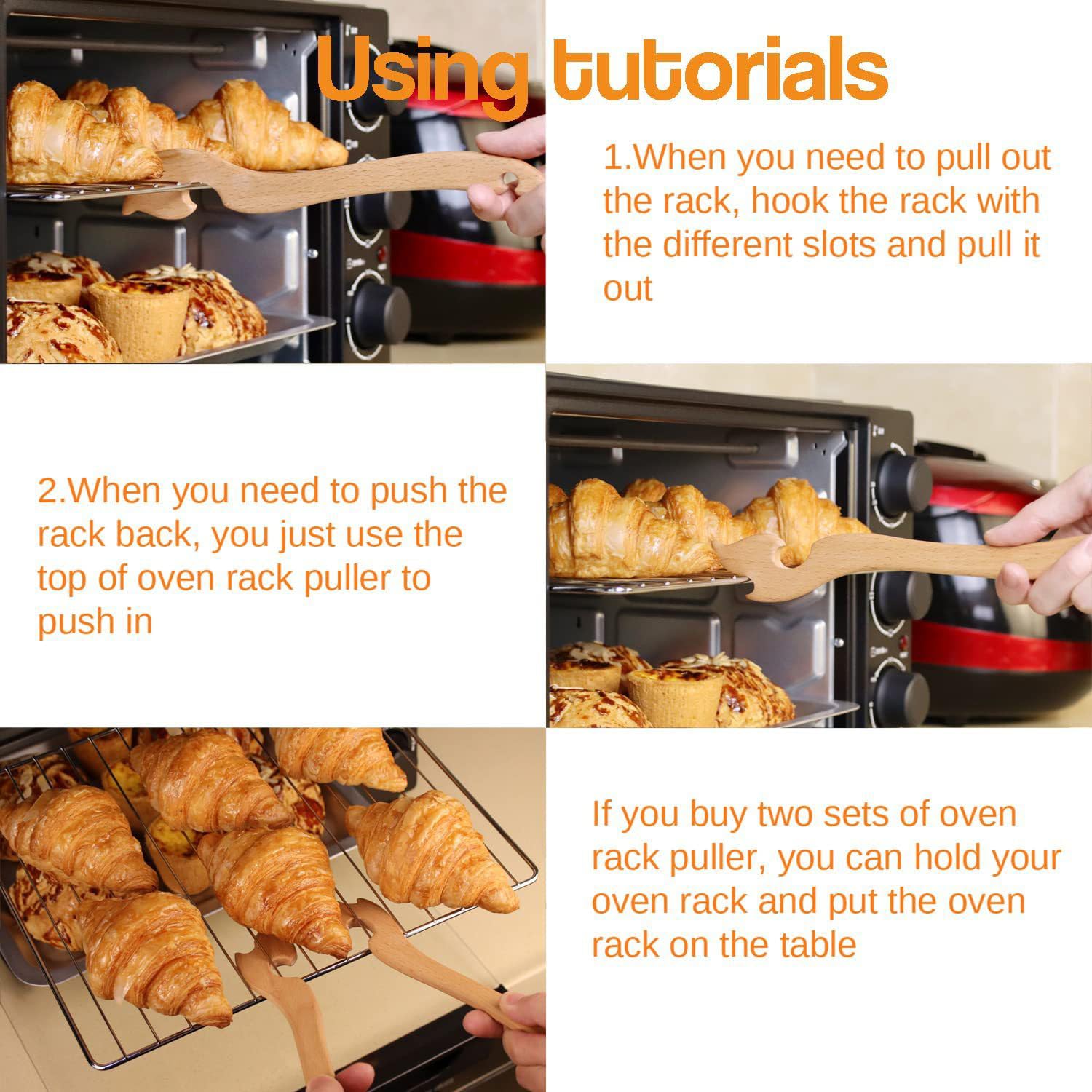 Oven Rack Puller Wooden Oven Rack Push Pull Tool Kitchen Oven Accessories Baking Kitchen Appliances for ovens Toaster ovens Air fryer