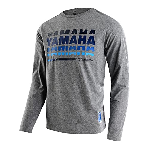 Troy Lee Designs Motorcycle Motocross Racing T Shirts, LS TEE TLD x Yamaha (Heather Gray, X-Large)