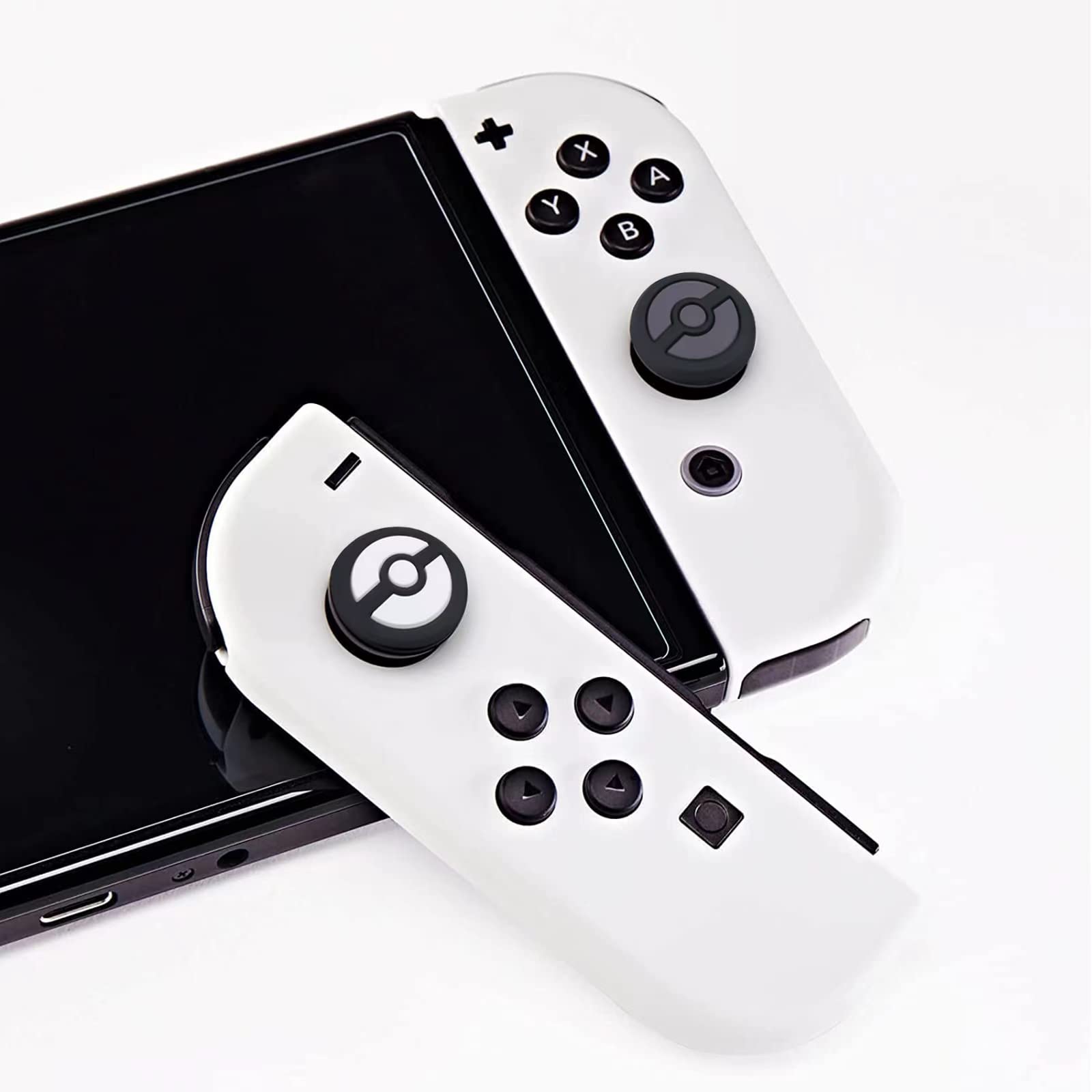 Thumb Grip Set Joystick Caps Compatible with Nintendo Switch/OLED/Lite Console,Silicone Analog Stick Caps for Switch Joy-Con Controllers – White+Black,2 Pairs
