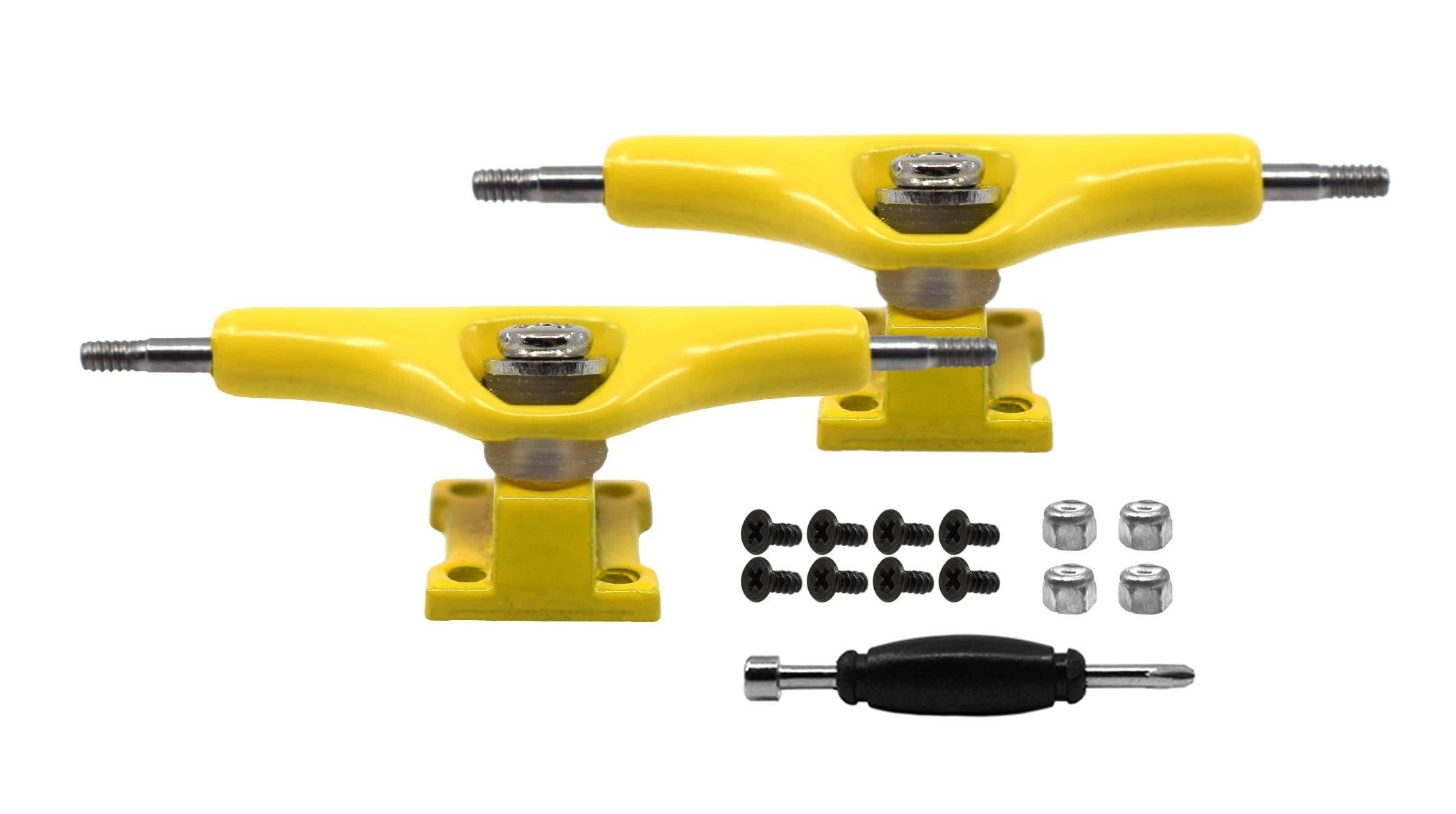 Teak Tuning Prodigy Swerve Fingerboard Trucks, Yellow Colorway - 32mm Wide - Inverted Kingpin - Professional Shape, Appearance & Components