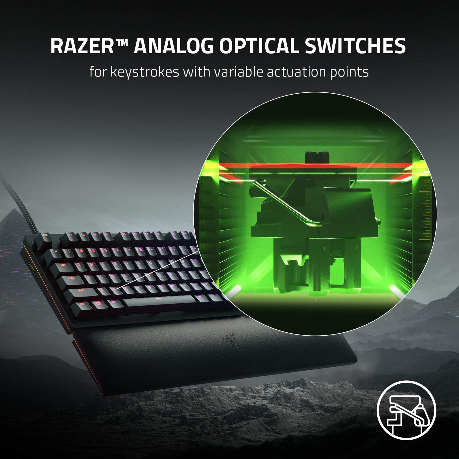 Razer Huntsman V2 Analog Gaming Keyboard: Razer Analog Optical Switches - Chroma RGB Lighting - Magnetic Plush Wrist Rest - Dedicated Media Keys & Dial - Classic Black (Renewed)
