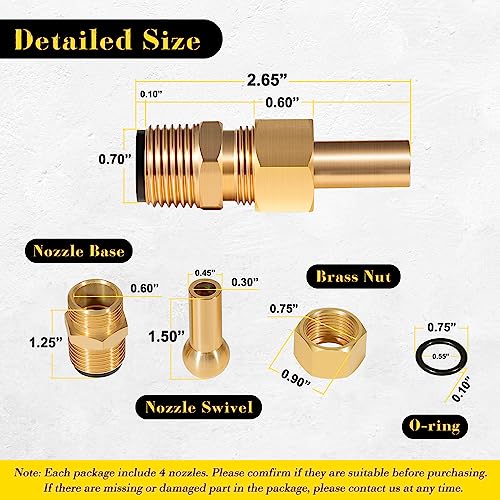 usvehj Swimming Pool Spa Brass Deck Jet Nozzle 590041 R0560400 Replacement for Zodiac Deck Jet Water Design-1/2 NPT (4-Pack)