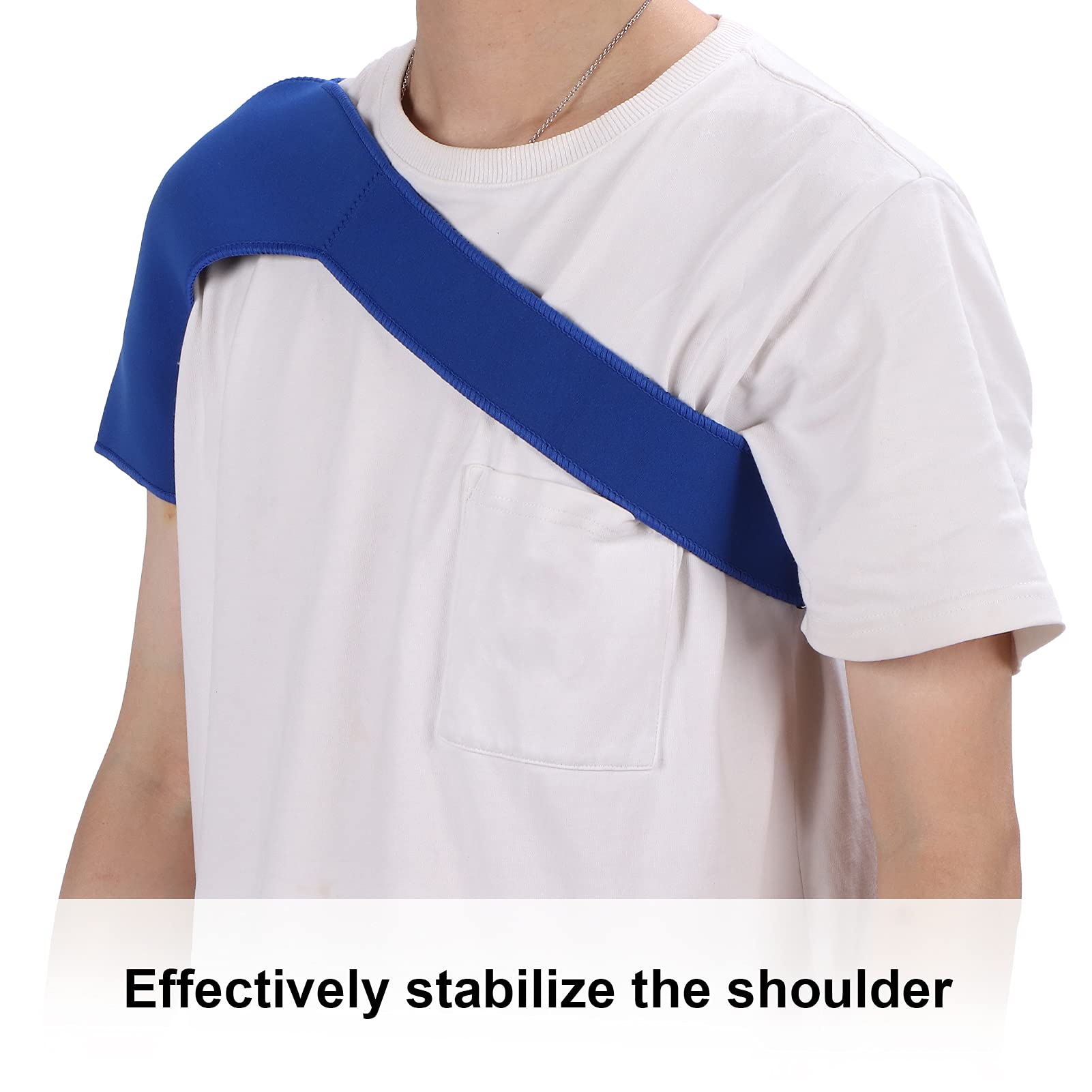 Shoulder Brace for Men and Women, Rubber Sponge Orthopedic Care Compression Sleeve for Torn Rotator Cuff, Dislocated AC Joint, and Other Injuries(Blue)