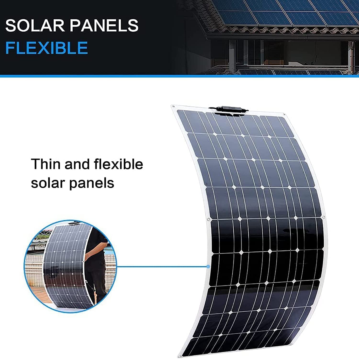 PUSHIZHIGUANG Solar Panels 600W 2X 300W Flexible Solar Panel 12V-36V PET Portable Solar Panel Suitable for Rv, Outdoor, Tent, Caravan…