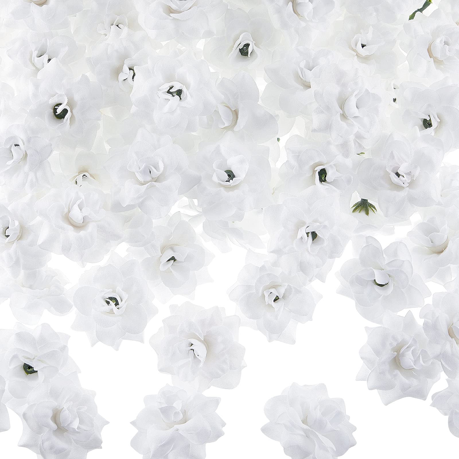 Syhood 100 Pieces Artificial Roses Head Fake Silk Rose Head DIY Fake Roses Heads for Wedding Flower Wall DIY Crafts Bouquet Decoration (White)