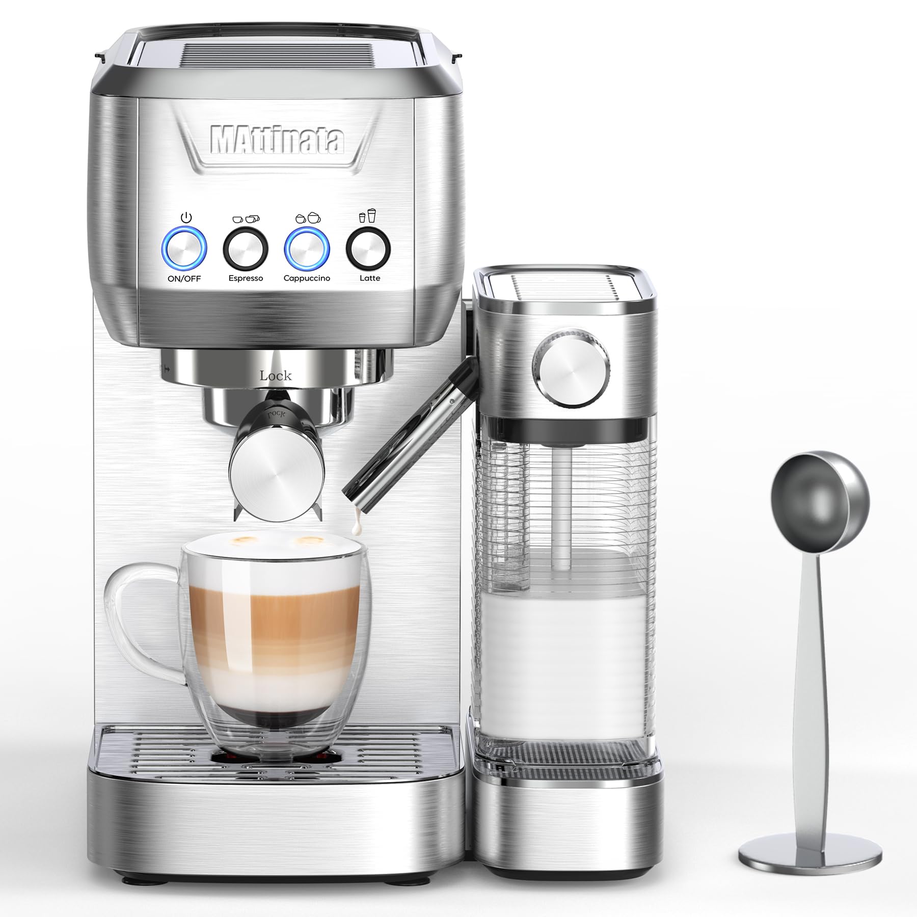 MAttinata Espresso Machine, 20 Bar Cappuccino Machines for Home, Latte Machine with Automatic Milk Frother, Coffee Maker with Dual Wall & ESE Filters