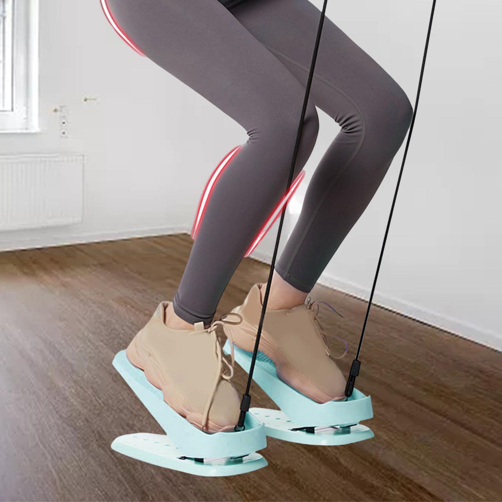 Tachiuwa Mini Stepper Stair Slant Board Foot Calf Stretcher with Resistance Band Foot Pedal for Exercise Workout, Green