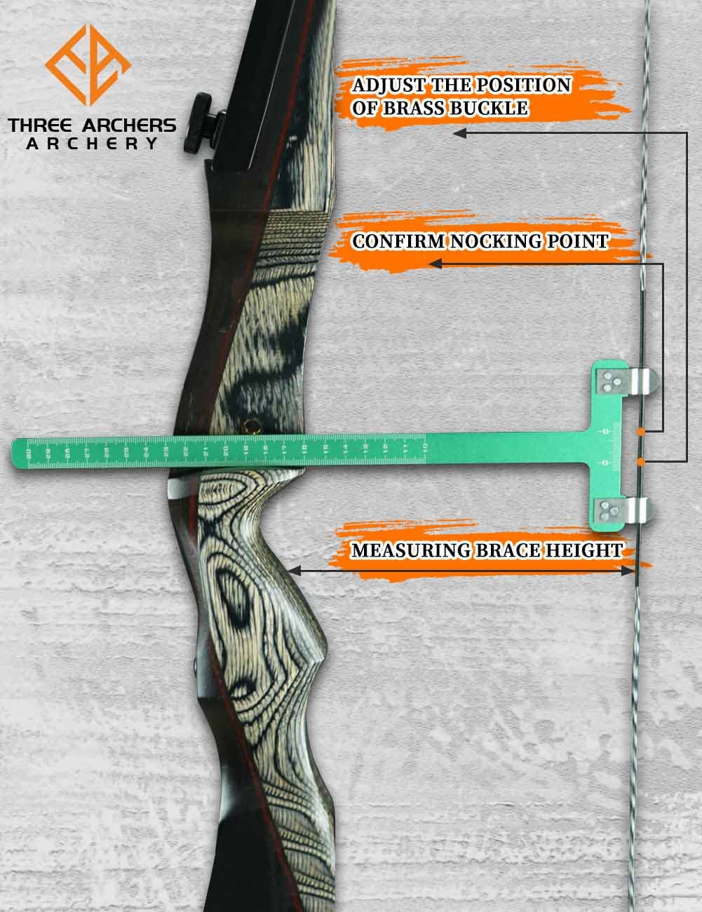 THREE ARCHERS Archery T Bow Square Set Bowstring Nocking Point Buckle Piler for Recurve Bow Hunting Bow (Green)