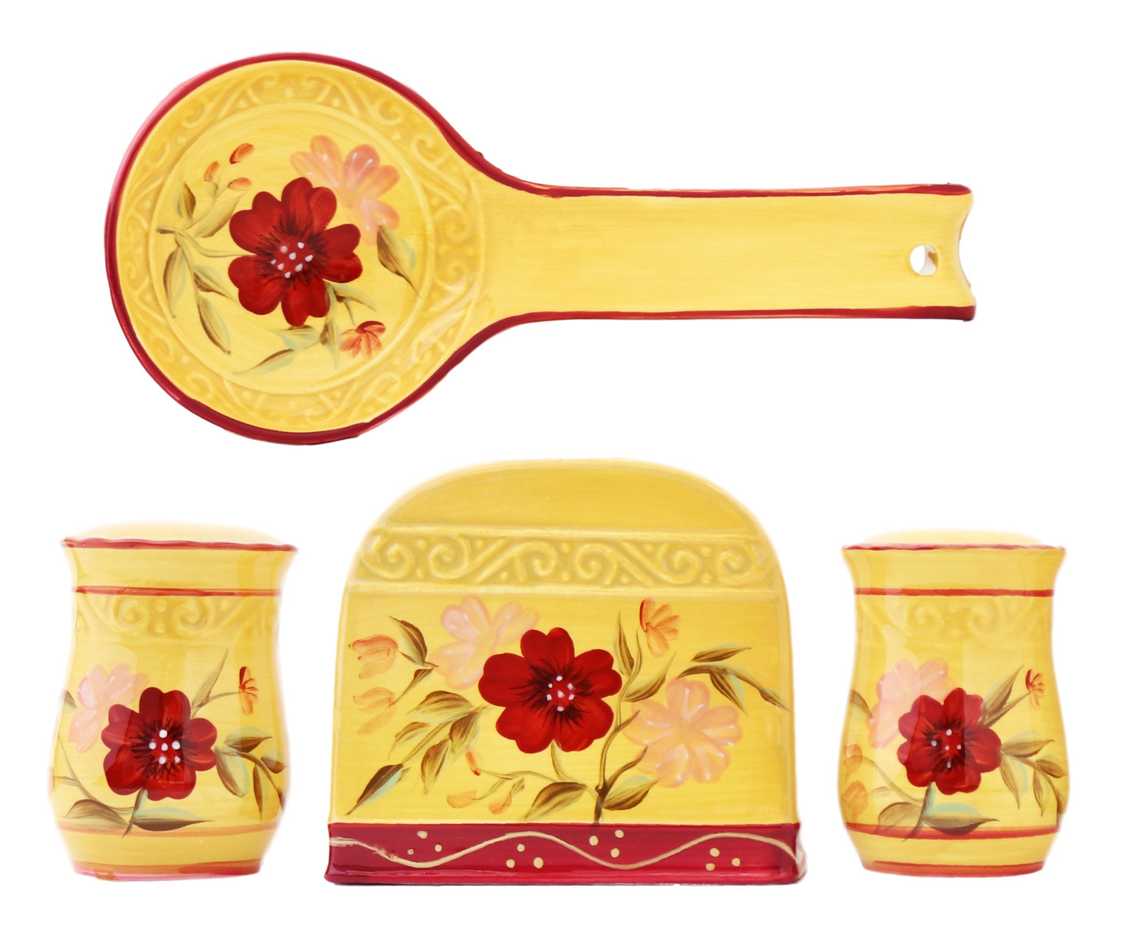 Tuscan Collection English Garden Deluxe Hand-Painted Ceramic Table Top Set, 84625/28 by ACK
