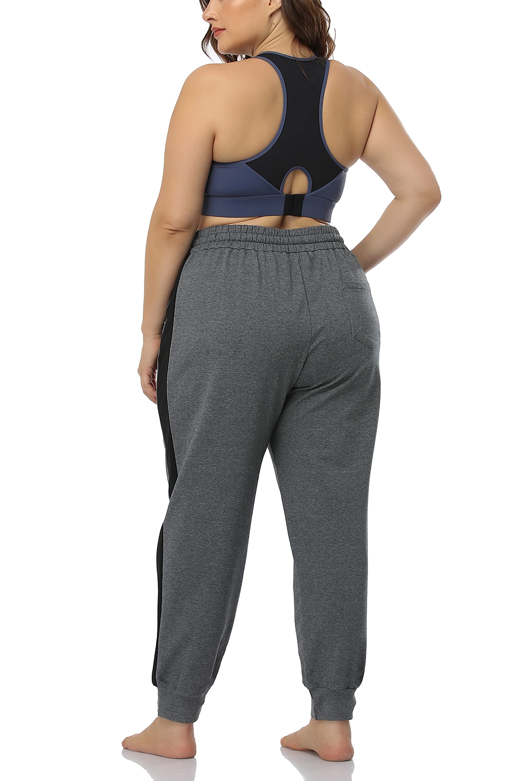 ZERDOCEAN Women's Plus Size Sweatpants Jogger Workout Pants Active Wear Casual Lounge Pants Drawstring Dark Gray 2X