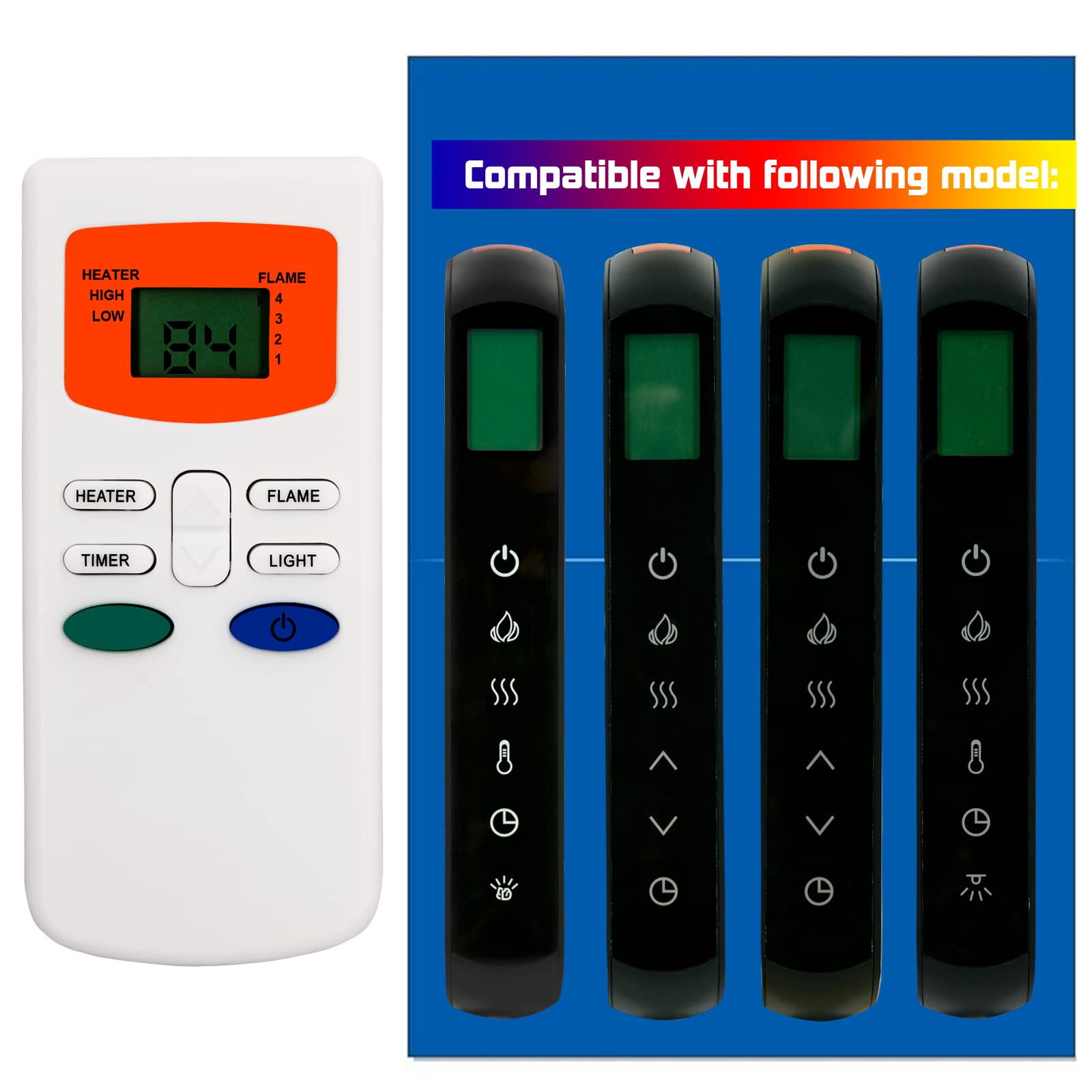 Replacement Remote Control for HHT Simplifire Electric Fireplace SF-ALL40-BK SF-ALL48-BK SF-ALL60-BK SF-ALL84-BK SF-ALLP50-BK SF-ALLP60-BK SF-ALLP72-BK SF-SC43-BK SF-SC55-BK SF-SC78-BK